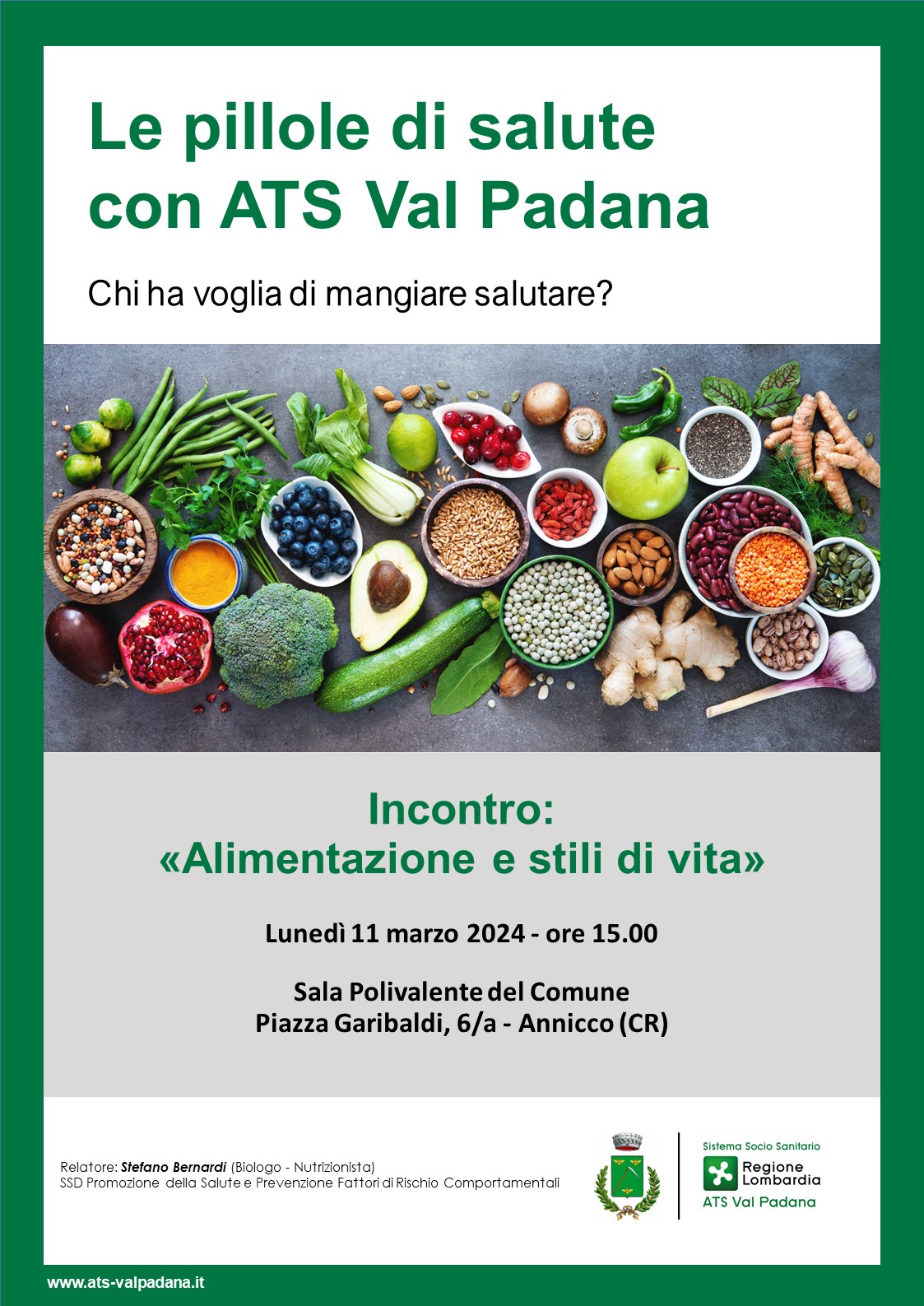 Pillole della salute ad Annicco con Ats Val Padana - Cremonaoggi